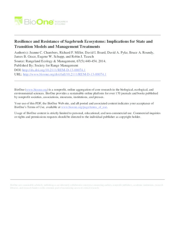 (PDF) Resilience and Resistance of Sagebrush Ecosystems: Implications ...