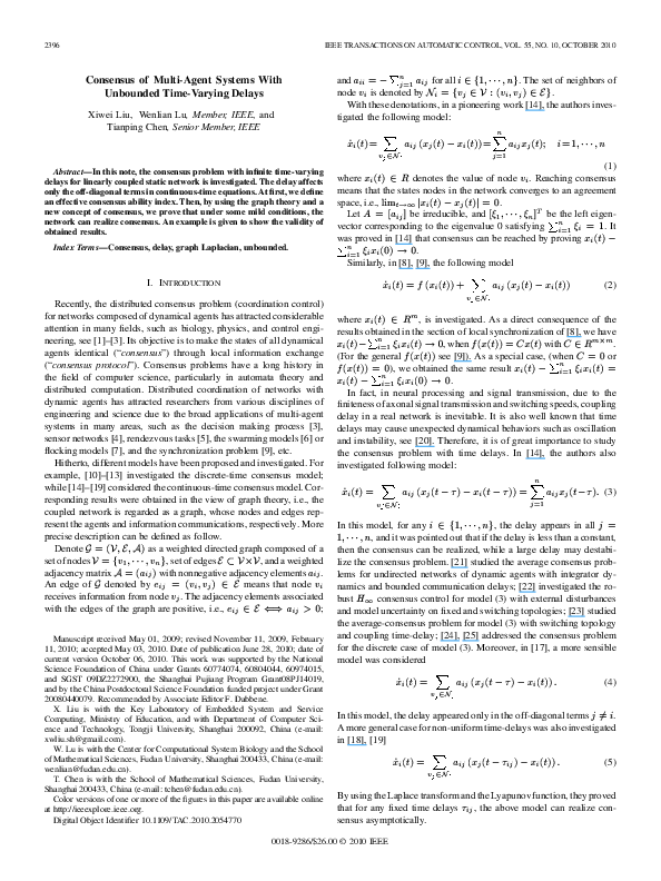 Pdf Consensus Control Of Multi Agent Systems With Input Delays A Descriptor Model Approach