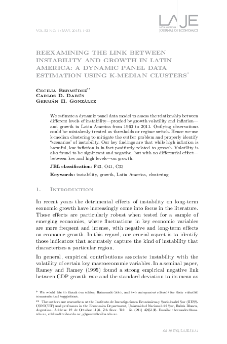 (PDF) Instability and Growth in Latin America (1960-2011)