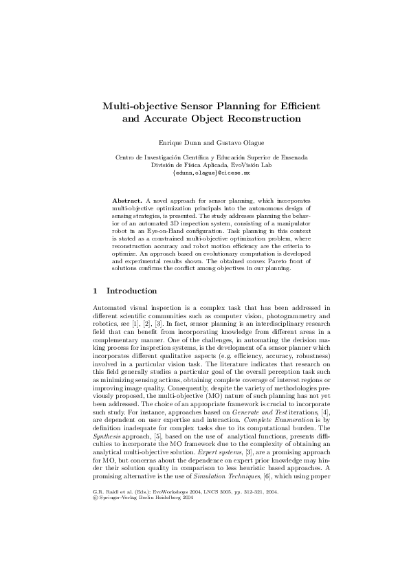 Pdf Multi Objective Sensor Planning For Efficient And Accurate Object