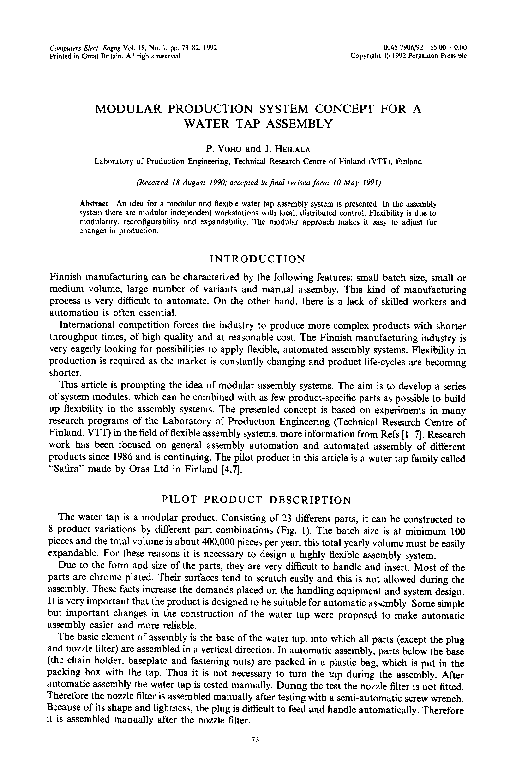 (PDF) Modular production system concept for a water tap assembly