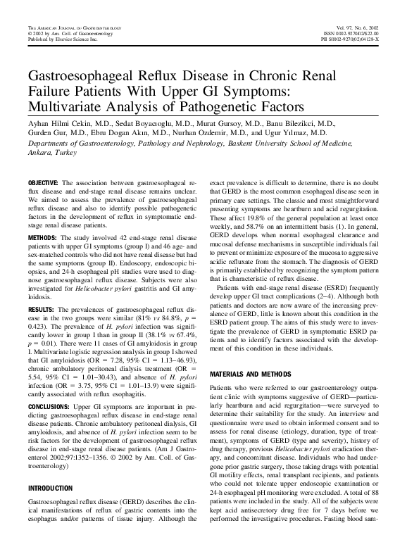 (PDF) Gastroesophageal reflux disease in chronic renal failure patients ...