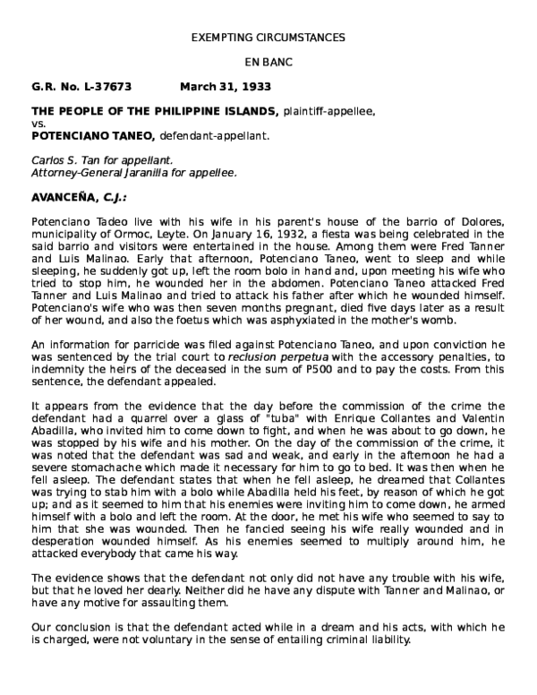 (DOC) EXEMPTING CIRCUMSTANCES