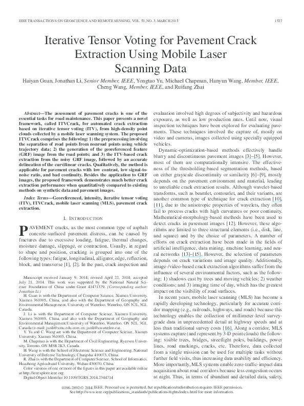 Pdf Iterative Tensor Voting For Pavement Crack Extraction Using