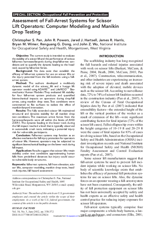 (PDF) Assessment of Fall-Arrest Systems for Scissor Lift Operators ...