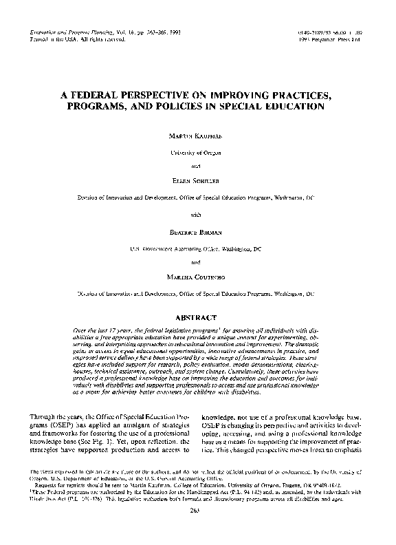 (PDF) A federal perspective on improving practices, programs, and ...