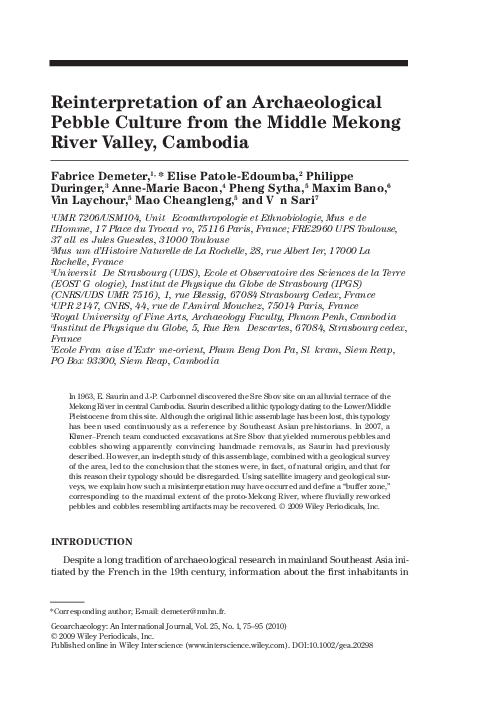 (PDF) Reinterpretation of an archaeological pebble culture from the ...