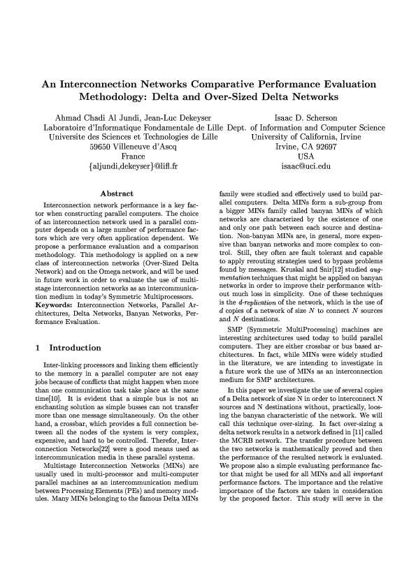 (PDF) An Interconnection Networks Comparative Performance Evaluation Methodology: Delta and ...
