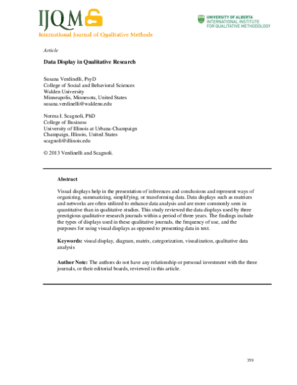 (PDF) Data Display in Qualitative Research