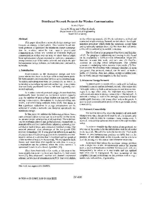 (PDF) Distributed network protocols for wireless communication