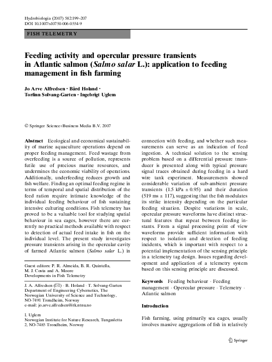 (PDF) Feeding activity and opercular pressure transients in Atlantic ...
