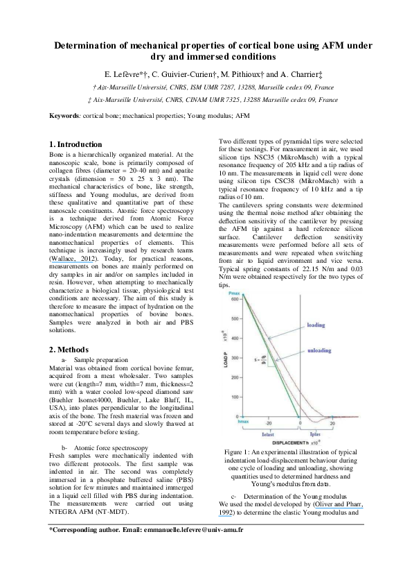 (PDF) Determination of mechanical properties of cortical bone using AFM ...