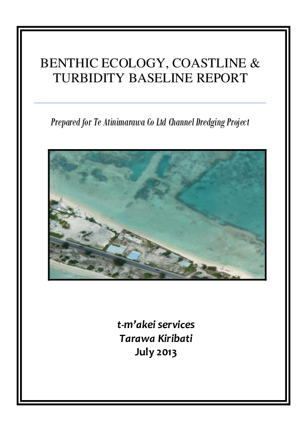 (PDF) BENTHIC ECOLOGY, COASTLINE & TURBIDITY BASELINE REPORT