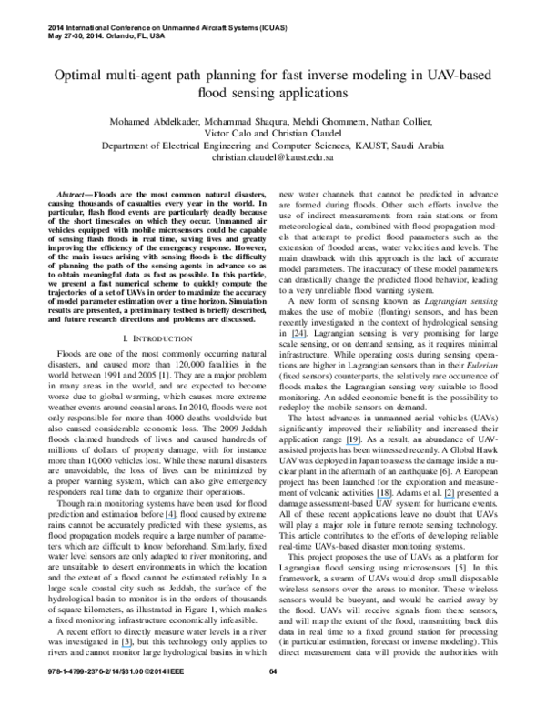 (PDF) Optimal multi-agent path planning for fast inverse modeling in UAV-based flood sensing ...