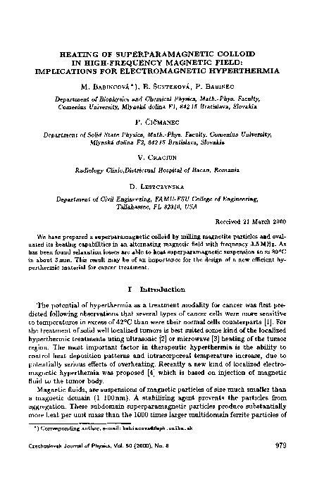 (PDF) Heating of superparamagnetic colloid in high-frequency magnetic field: Implications for ...