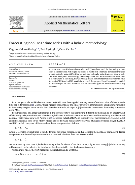 (PDF) Forecasting nonlinear time series with a hybrid methodology