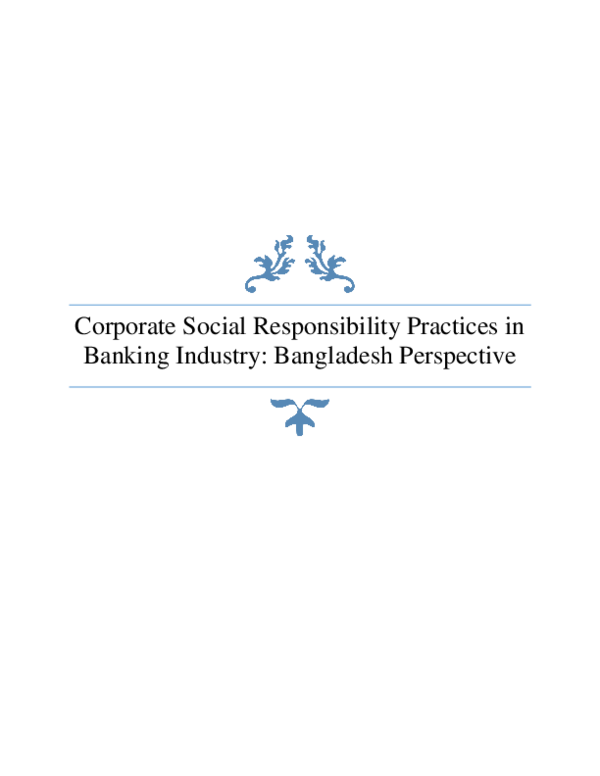 (PDF) Corporate Social Responsibility Practices in Banking Industry: Bangladesh Perspective