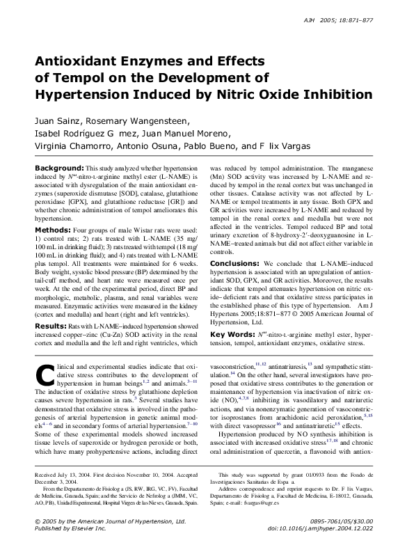 (PDF) Efficacy of the superoxide dismutase mimetic tempol in animal ...