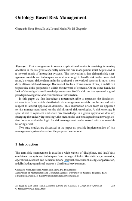(PDF) Ontology Based Risk Management