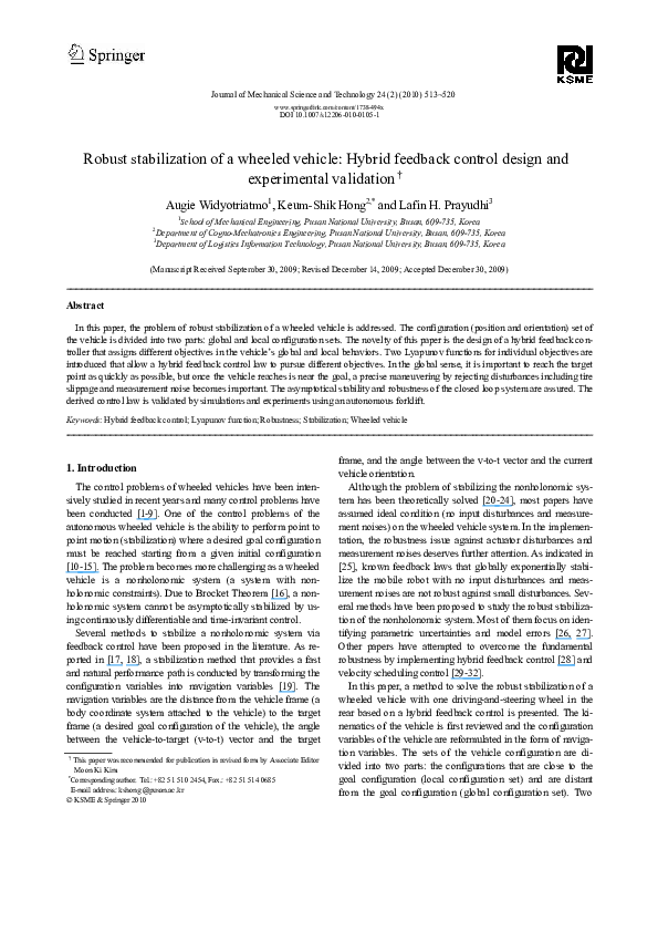 (PDF) Robust stabilization of a wheeled vehicle: Hybrid feedback ...