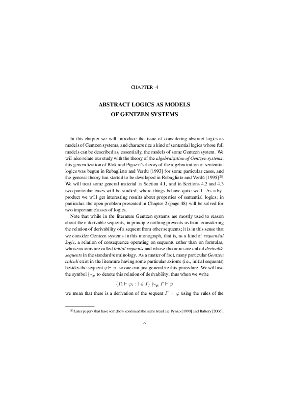 (PDF) Chapter 4: Abstract Logics as Models of Gentzen Systems | Ramon ...