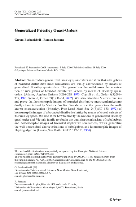 (PDF) Generalized Priestley Quasi-Orders