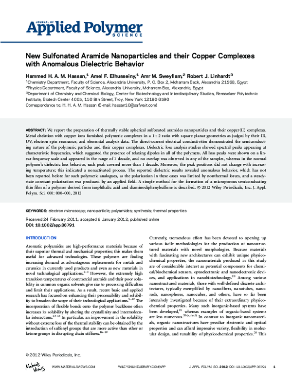 (PDF) New sulfonated aramide nanoparticles and their copper complexes ...