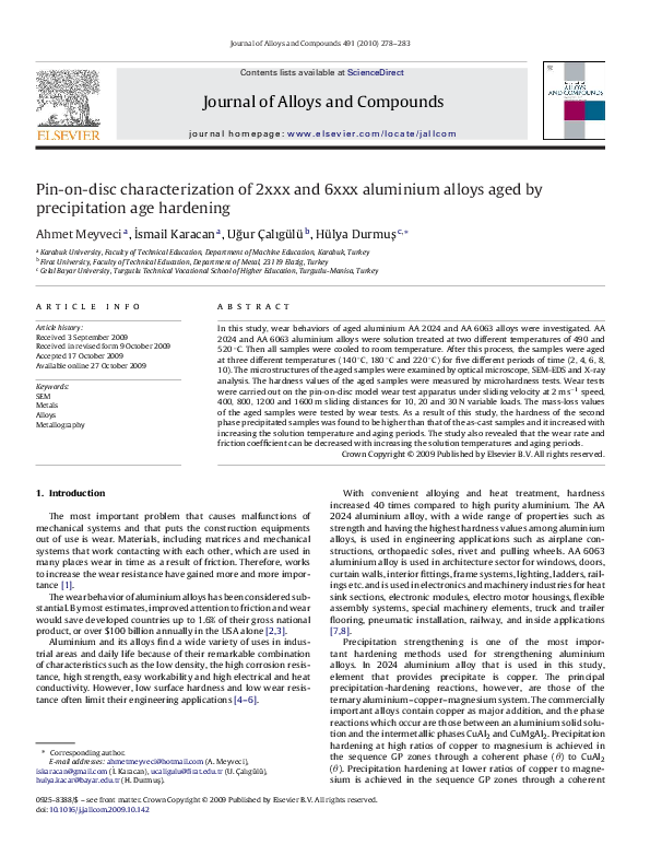 (PDF) Pin-on-disc characterization of 2xxx and 6xxx aluminium alloys ...