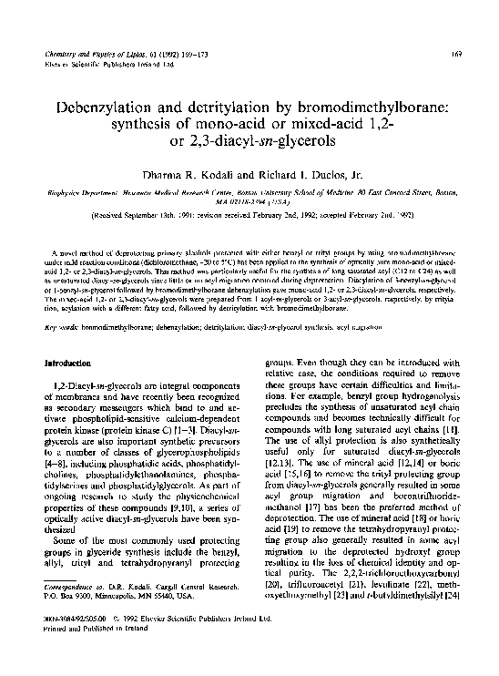 (PDF) Debenzylation and detritylation by bromodimethylborane: synthesis ...