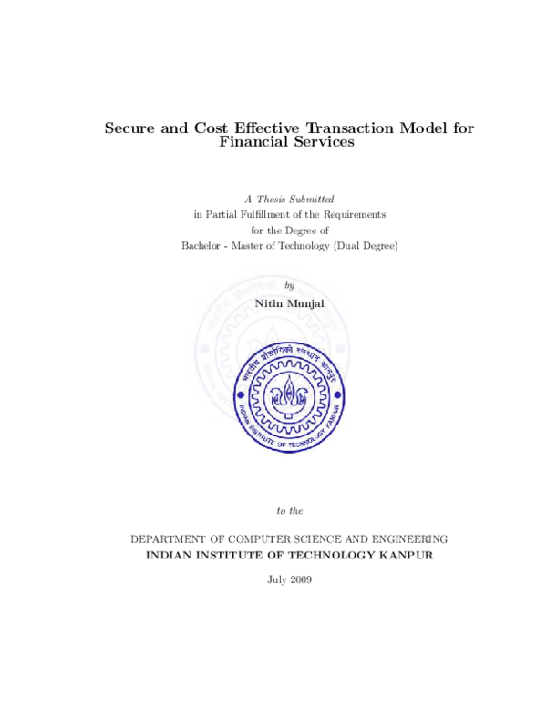 (PDF) Secure and cost effective transaction model for financial services