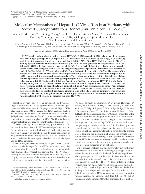 (PDF) Molecular Mechanism of Hepatitis C Virus Replicon Variants with ...