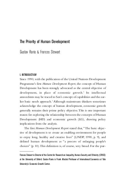(PDF) The Priority of Human Development
