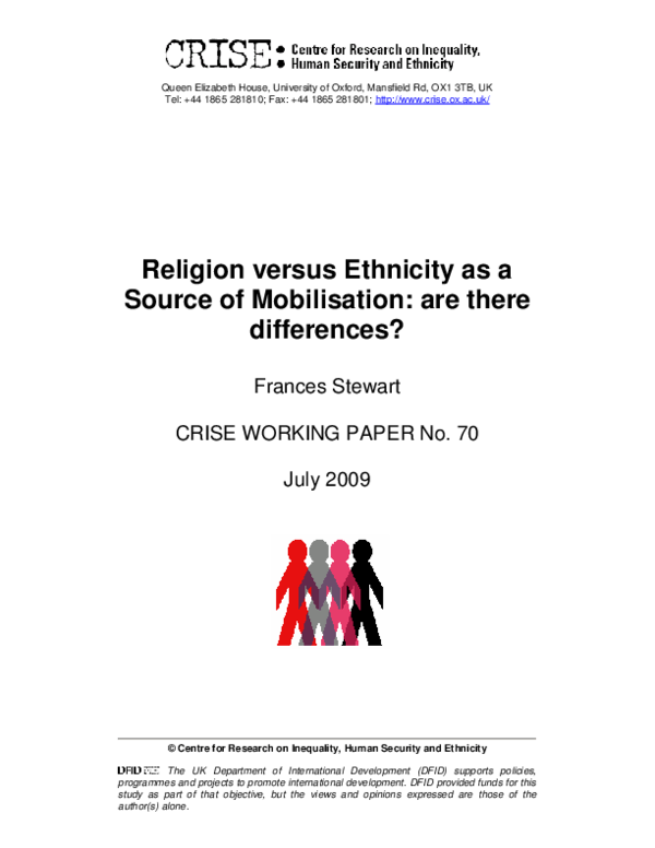 (PDF) Religion versus Ethnicity as a Source of Mobilisation: are there ...