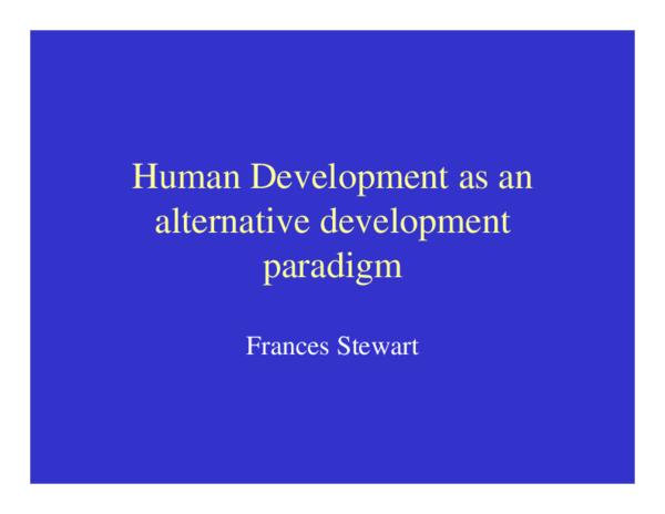 (PDF) Human Development as an alternative development paradigm