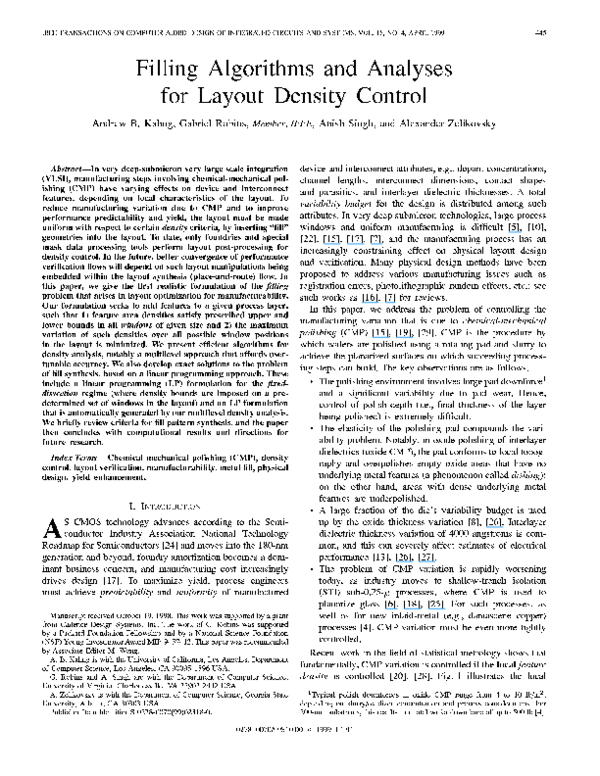 (PDF) Filling algorithms and analyses for layout density control