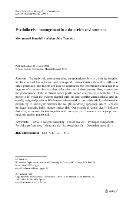 (PDF) Portfolio risk management in a data-rich environment
