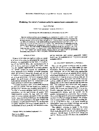 (PDF) Predicting the arrival of meteors useful for meteor burst ...