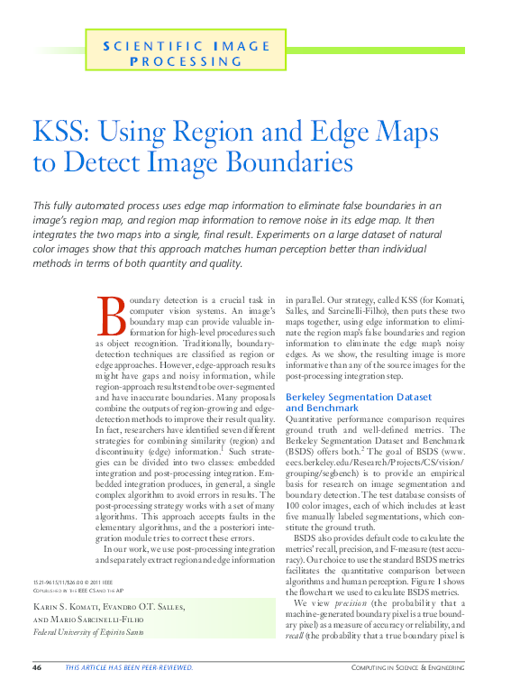 (PDF) KSS: Using Region and Edge Maps to Detect Image Boundaries