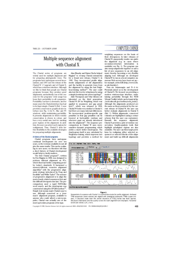 (PDF) Multiple sequence alignment with Clustal X