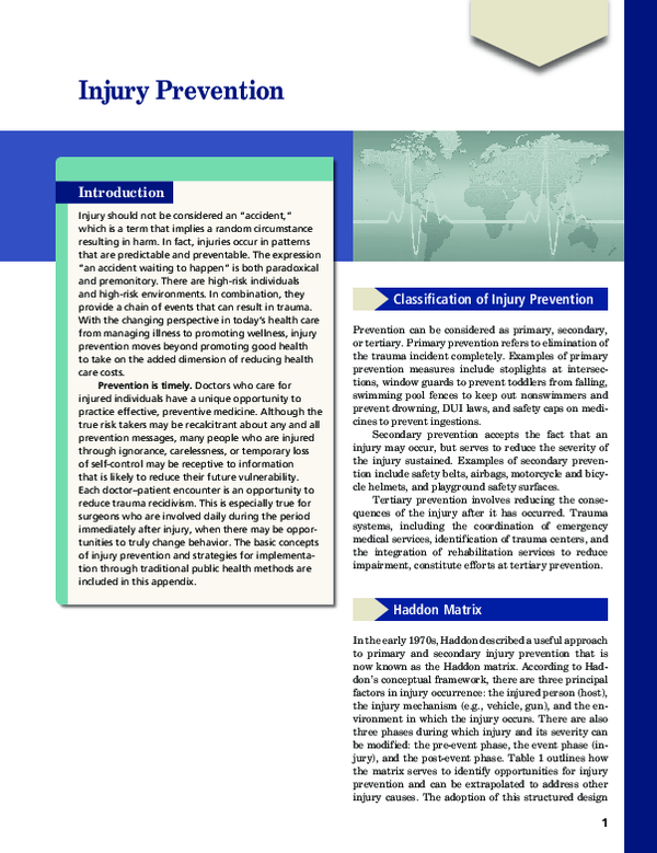 (PDF) Classification of Injury Prevention