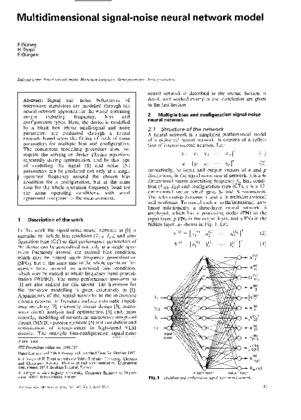 (PDF) Multidimensional signal-noise neural network model