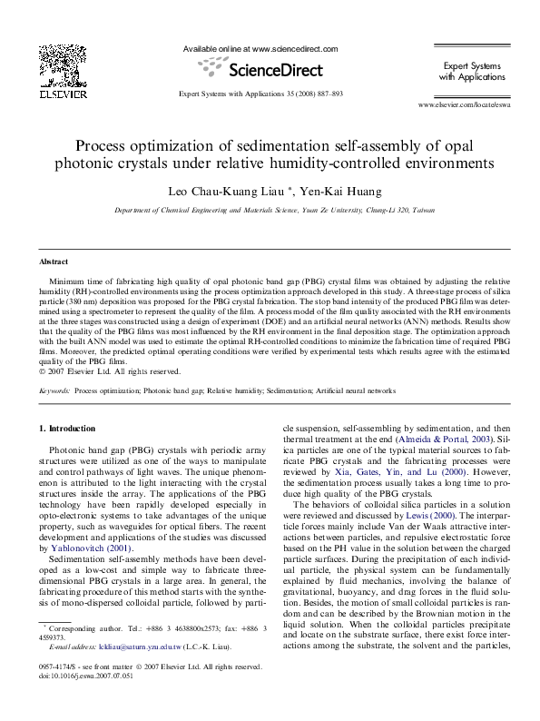(PDF) Process optimization of sedimentation self-assembly of opal photonic crystals under ...