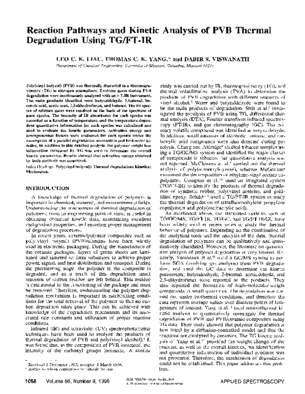 (PDF) Reaction Pathways and Kinetic Analysis of PVB Thermal Degradation ...