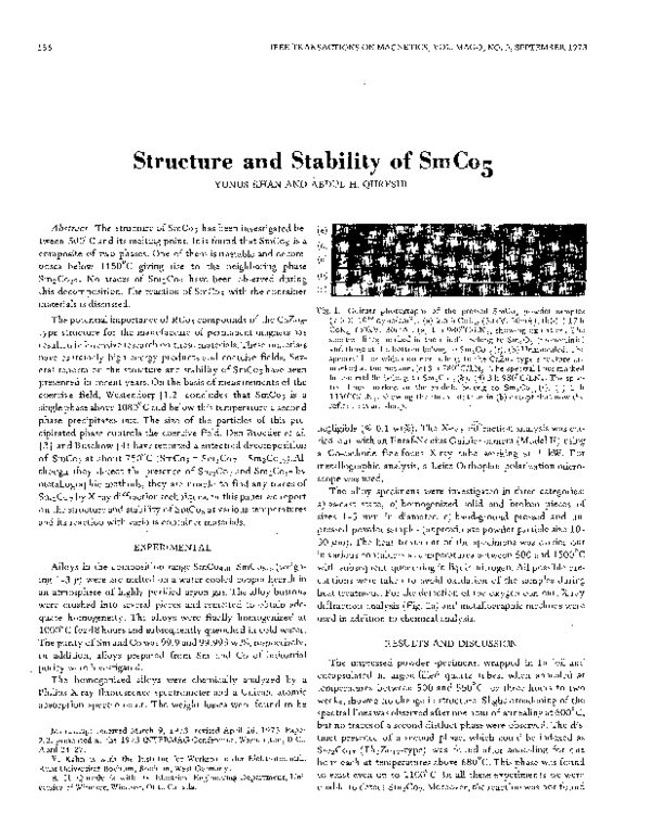 (PDF) Structure and stability of SmCo5