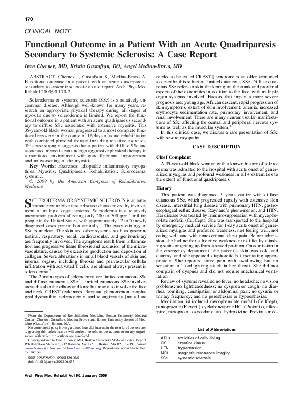 (PDF) Functional Outcome in a Patient With an Acute Quadriparesis ...