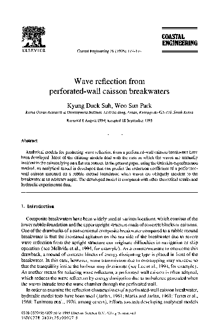 (PDF) Wave reflection from perforated-wall caisson breakwaters