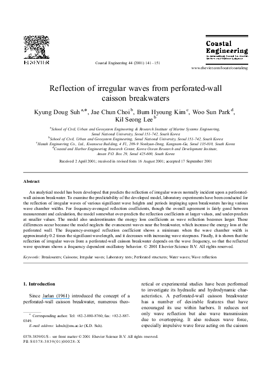 (PDF) Reflection of irregular waves from perforated-wall caisson ...