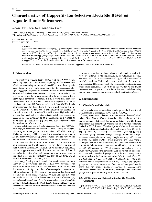 (PDF) Characteristics of copper(II) ion-selective electrode based on ...
