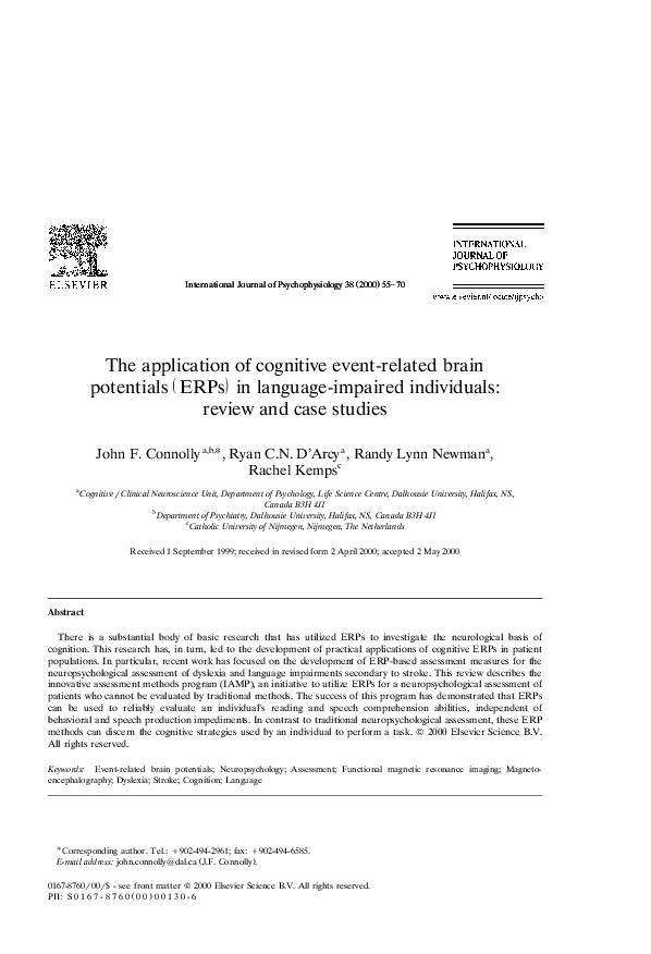 (PDF) The application of cognitive event-related brain potentials (ERPs) in language-impaired ...