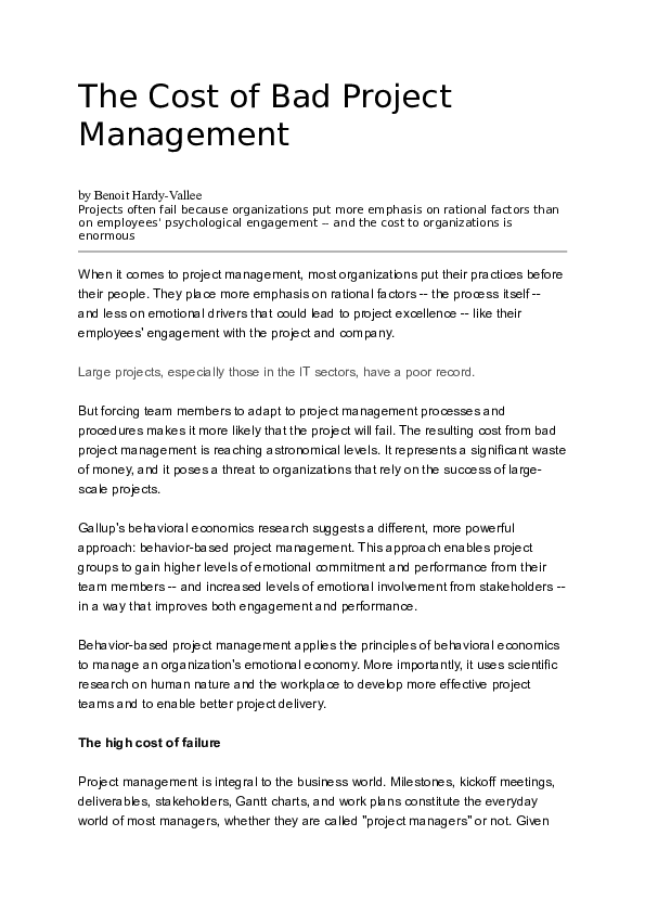 (DOC) The Cost of Bad Project Management